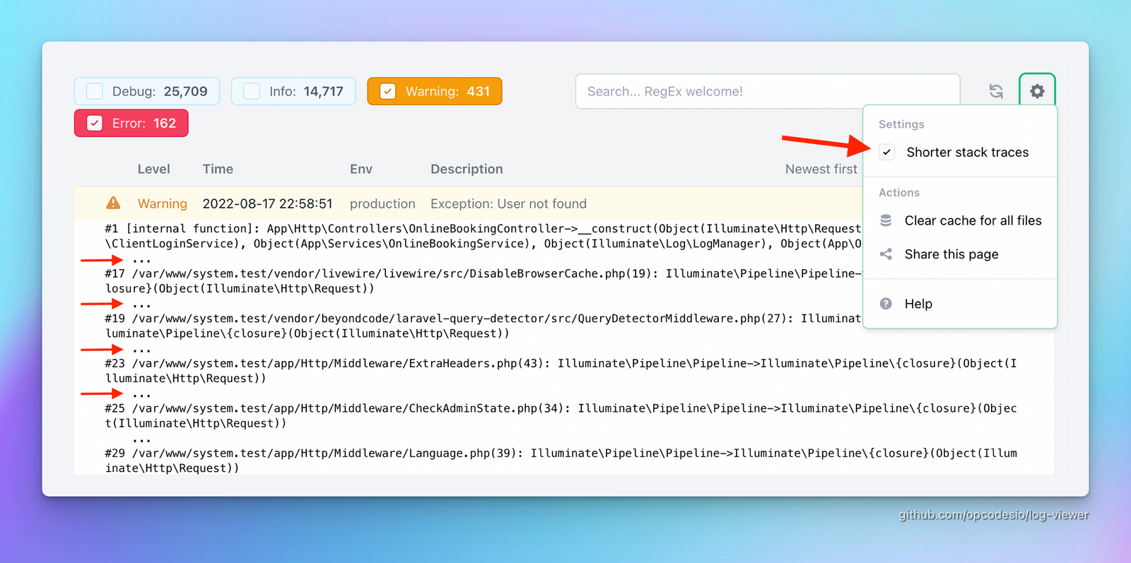 Log Viewer For Laravel Arunas Codes